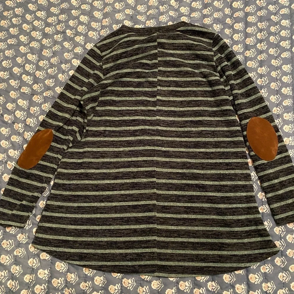 Sweet Pea | Sweaters | Navy Blue And Light Blue Striped Elbow Patch ...